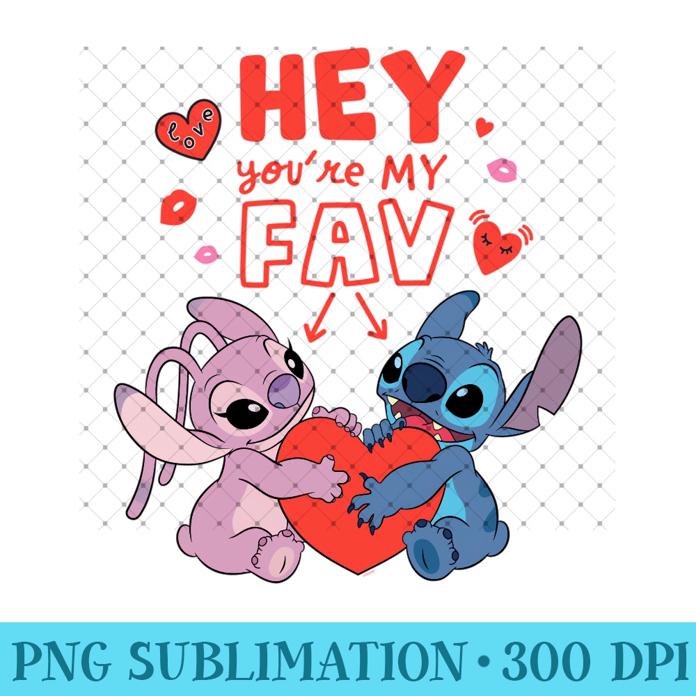 Disney Stitch & Angel Hey Youu2019re My Fav Love Valentineu2 | Inspire Uplift