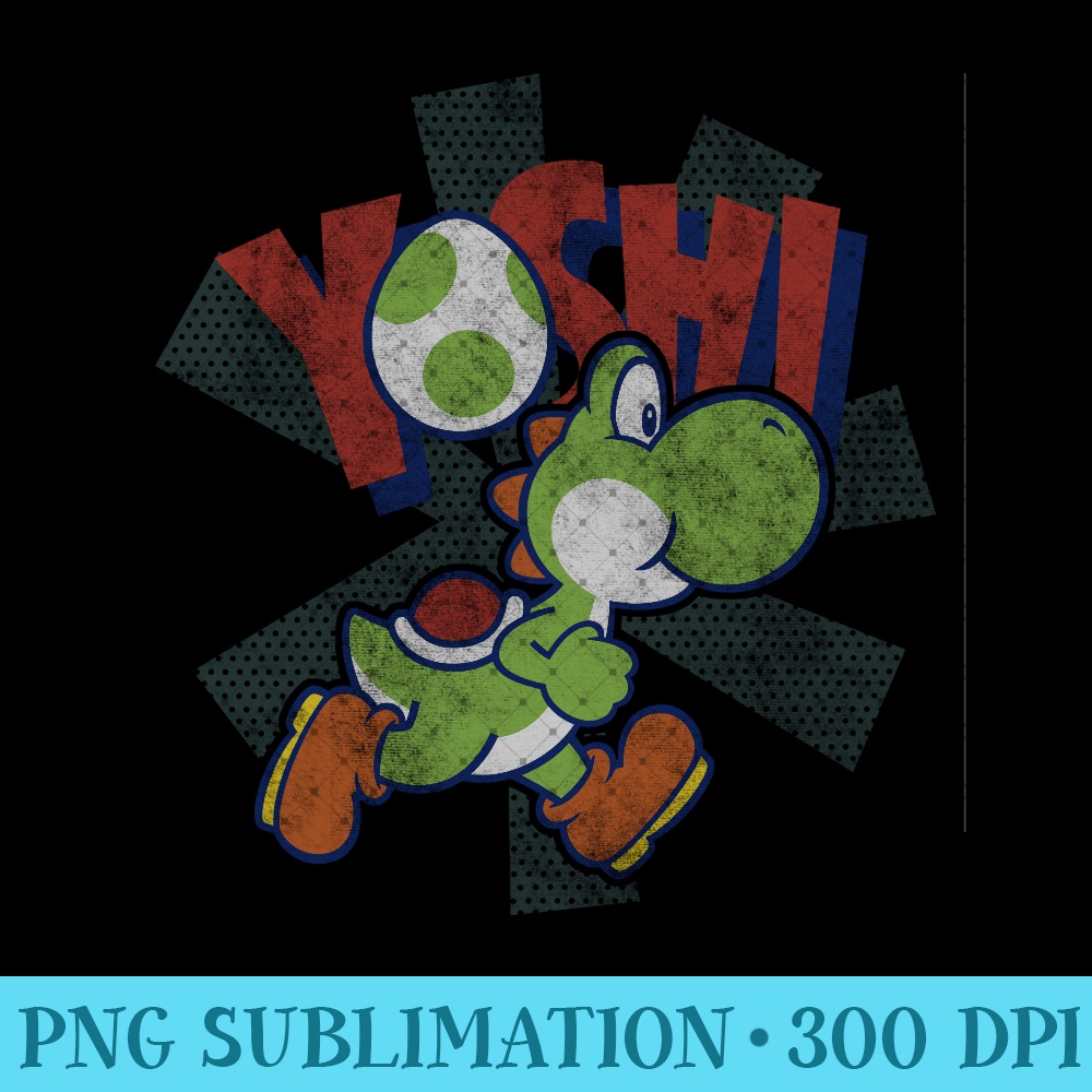 Super Mario Yoshi Distressed Logo Portrait - Ready To Print | Inspire ...