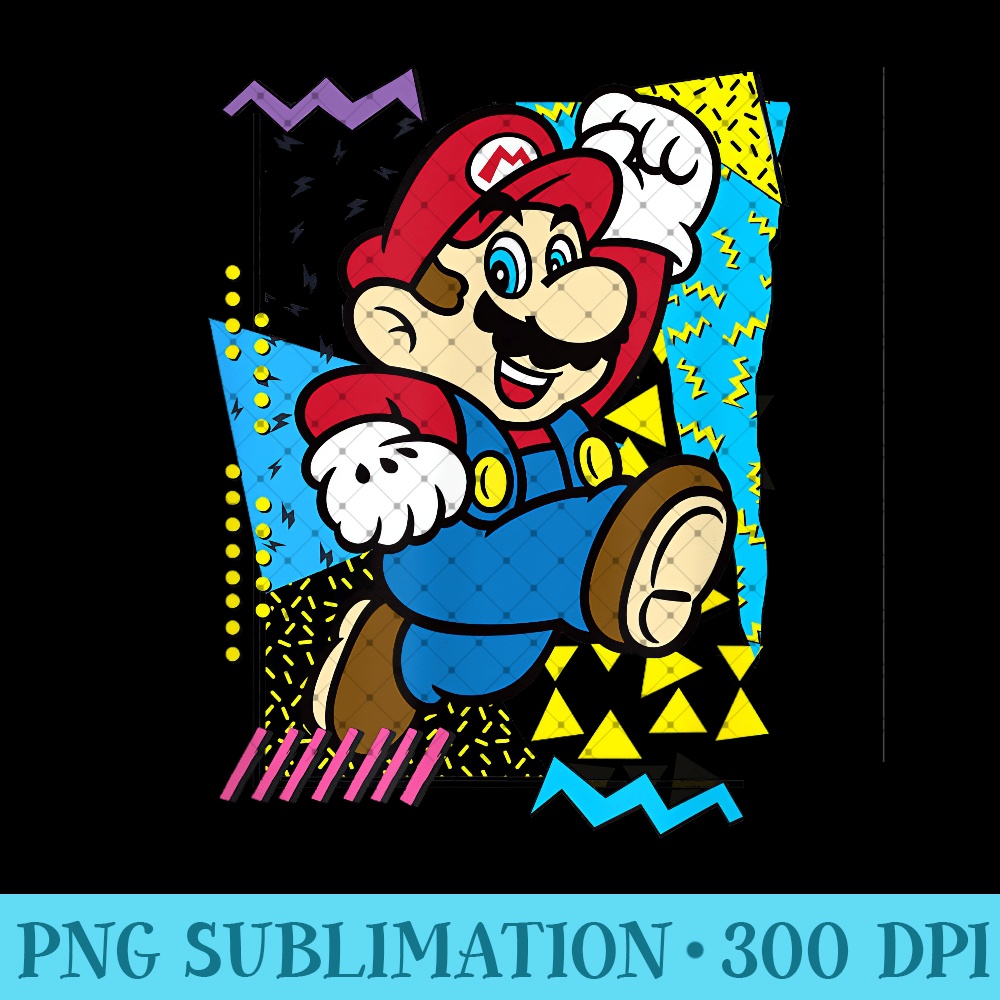 Super Mario Retro 90s Design Jumping Mario - Sublimation PNG | Inspire ...