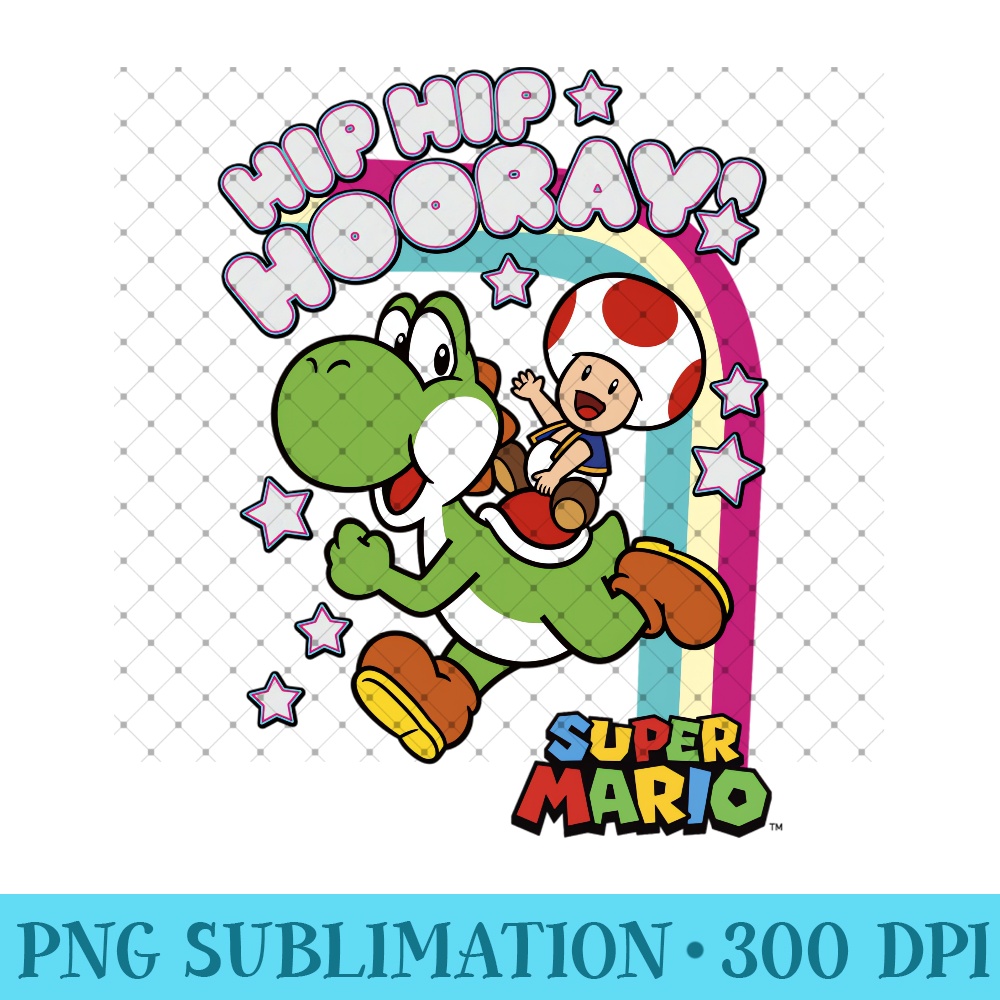 Super Mario Yoshi And Toad Hip Hip Hooray Rainbow - High Qua | Inspire ...