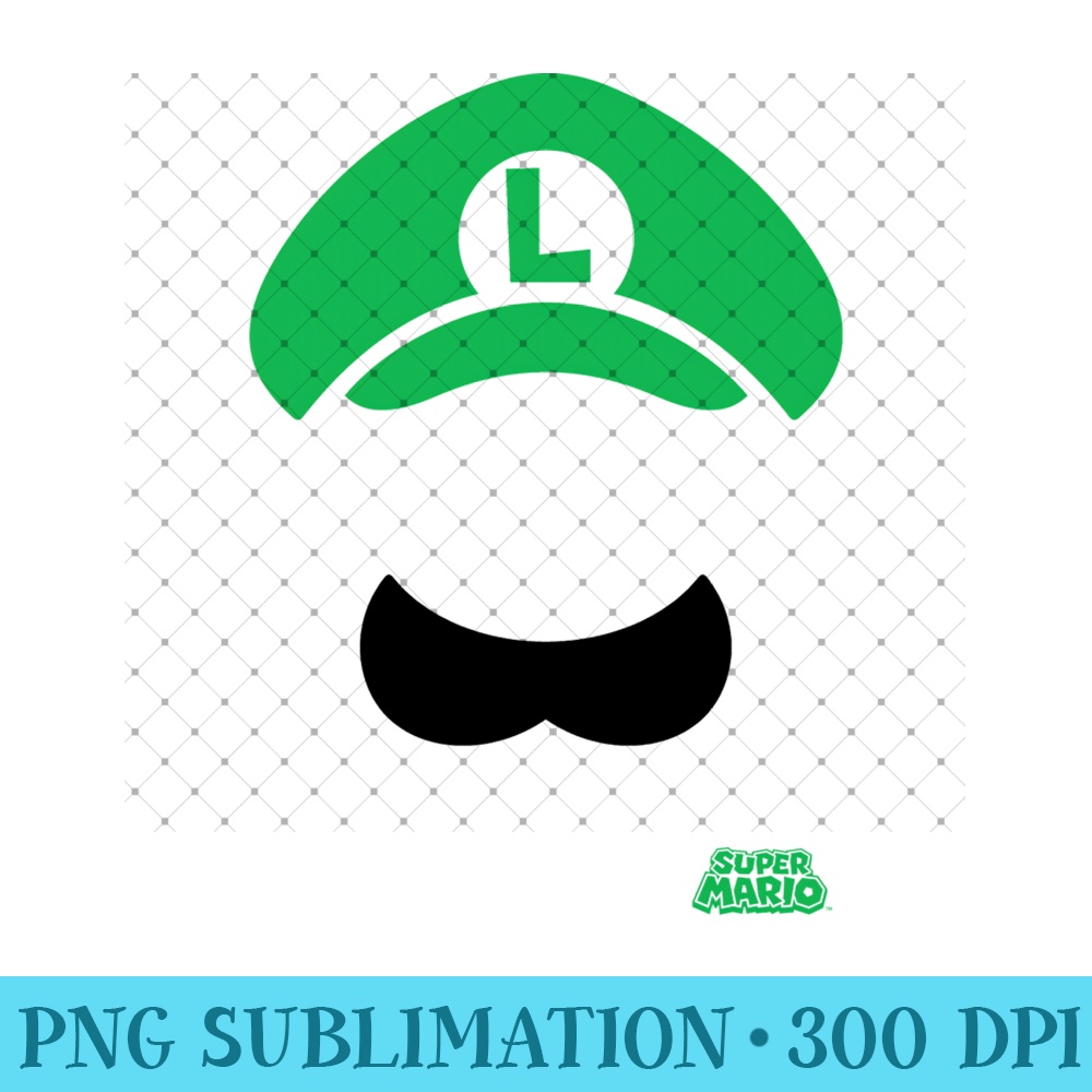Super Mario Luigi Hat And Mustache - Modern PNG designs | Inspire Uplift