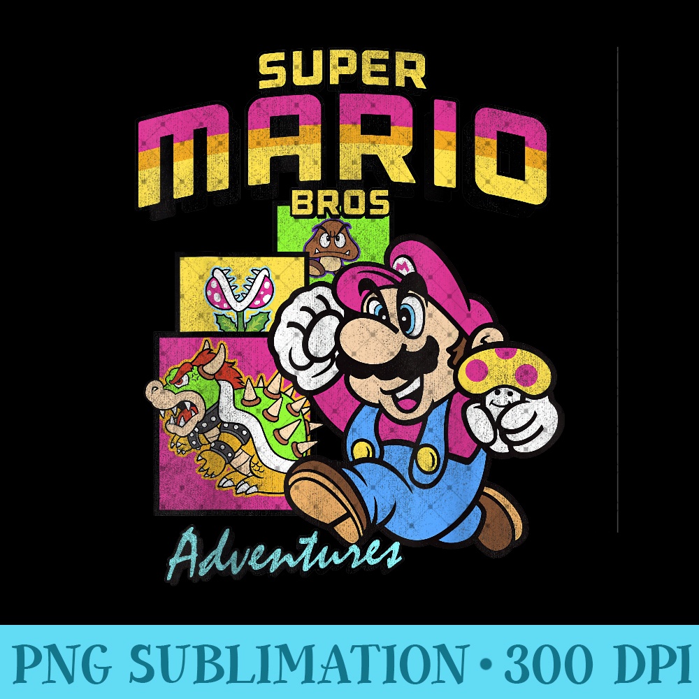 Super Mario Bros Adventures Distressed Character Panel Logo | Inspire ...