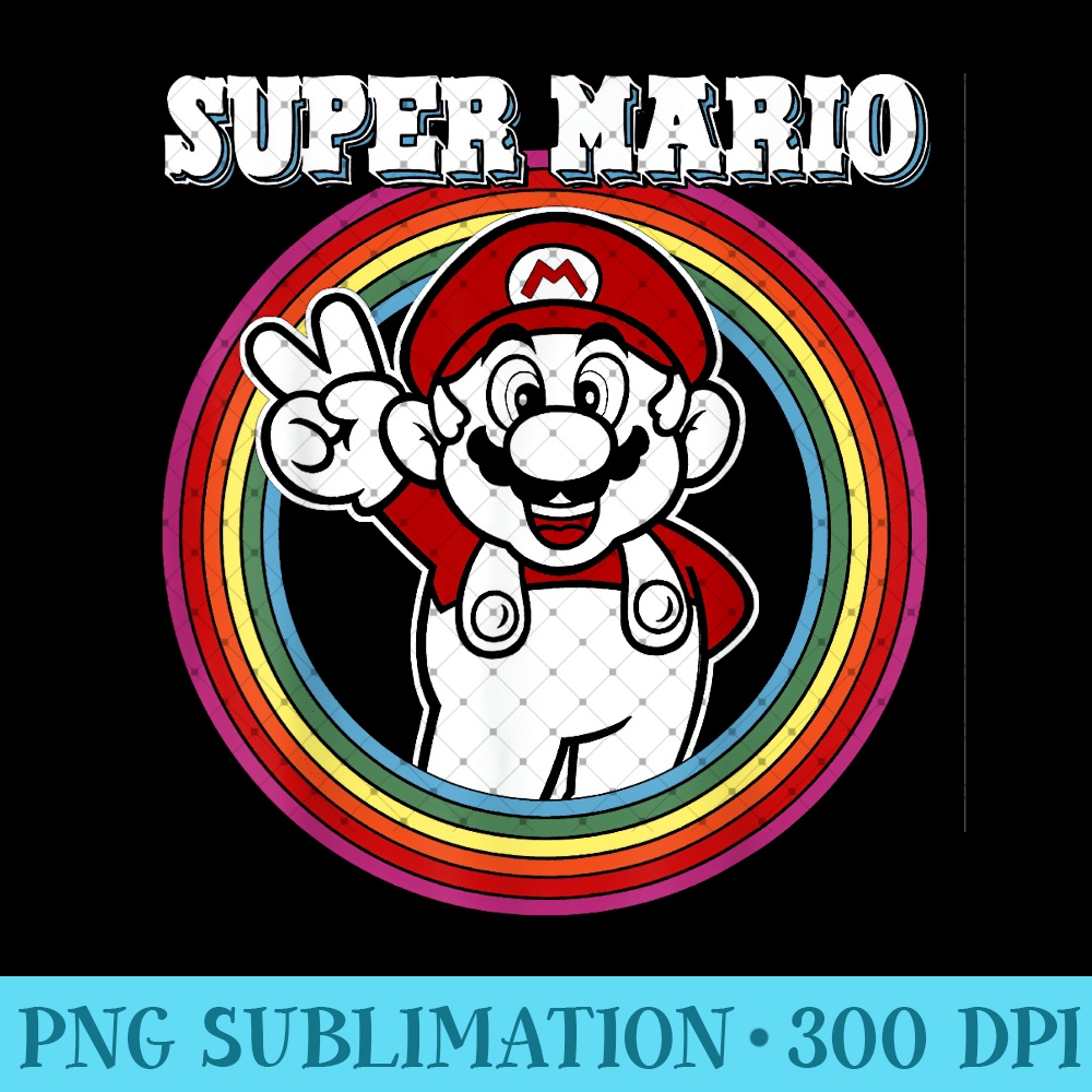 Super Mario Rainbow Retro Bold Logo Graphic T- - PNG design | Inspire ...