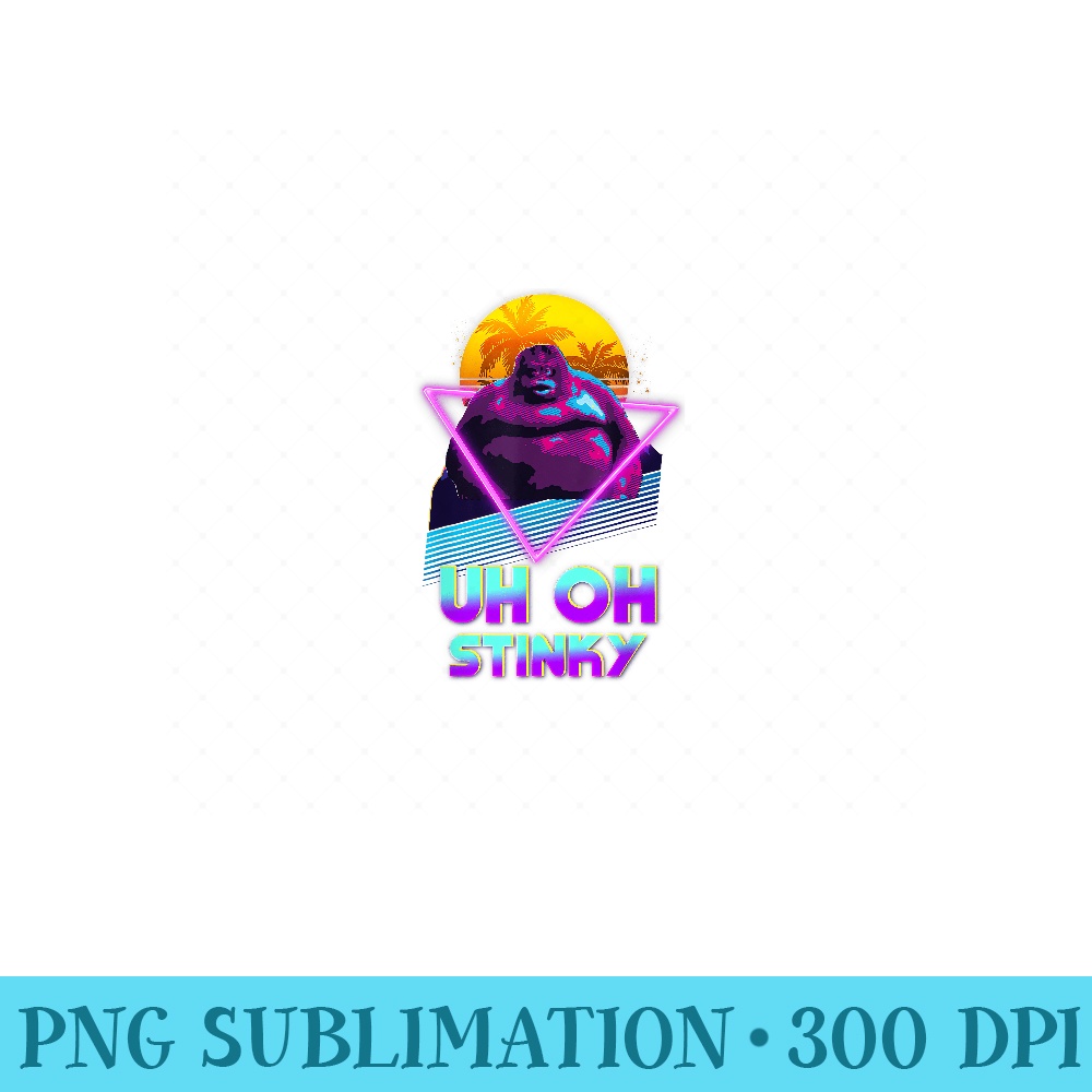 Uh Oh Stinky Poop Le Monke 80s Vaporwave Outrun Style - PNG | Inspire ...