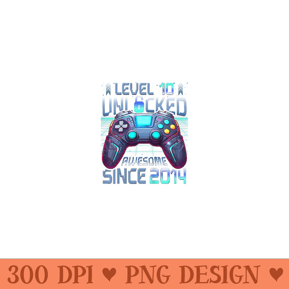10 Year Old Ten Funny Gamer 10th Birthday - PNG Prints | Inspire Uplift