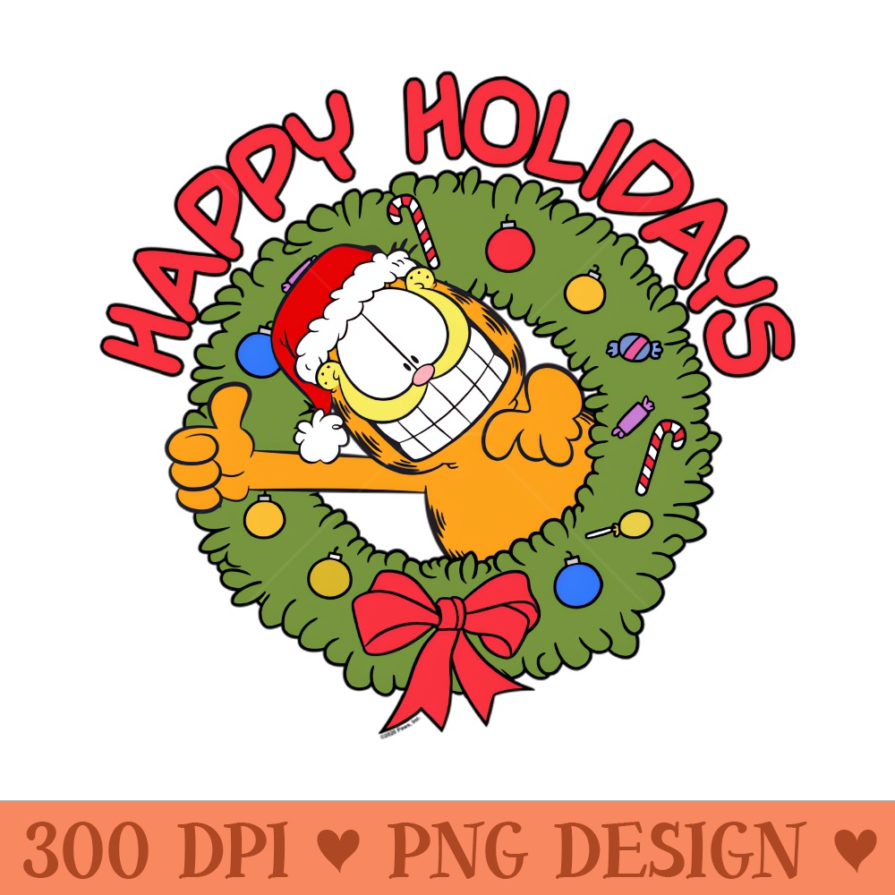 Garfield Happy Holidays Garfield Wreath - PNG Clipart - Inspire Uplift