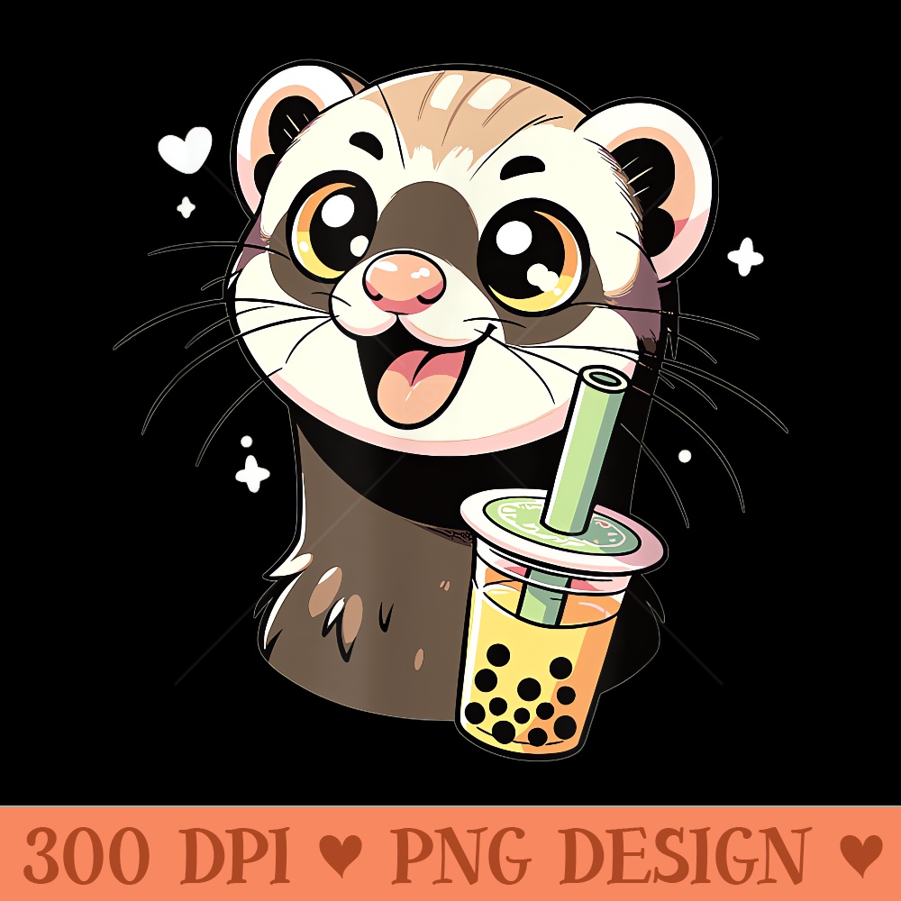 Kawaii Ferret Bubble Tea Boba Ferret - High Quality PNG File | Inspire ...