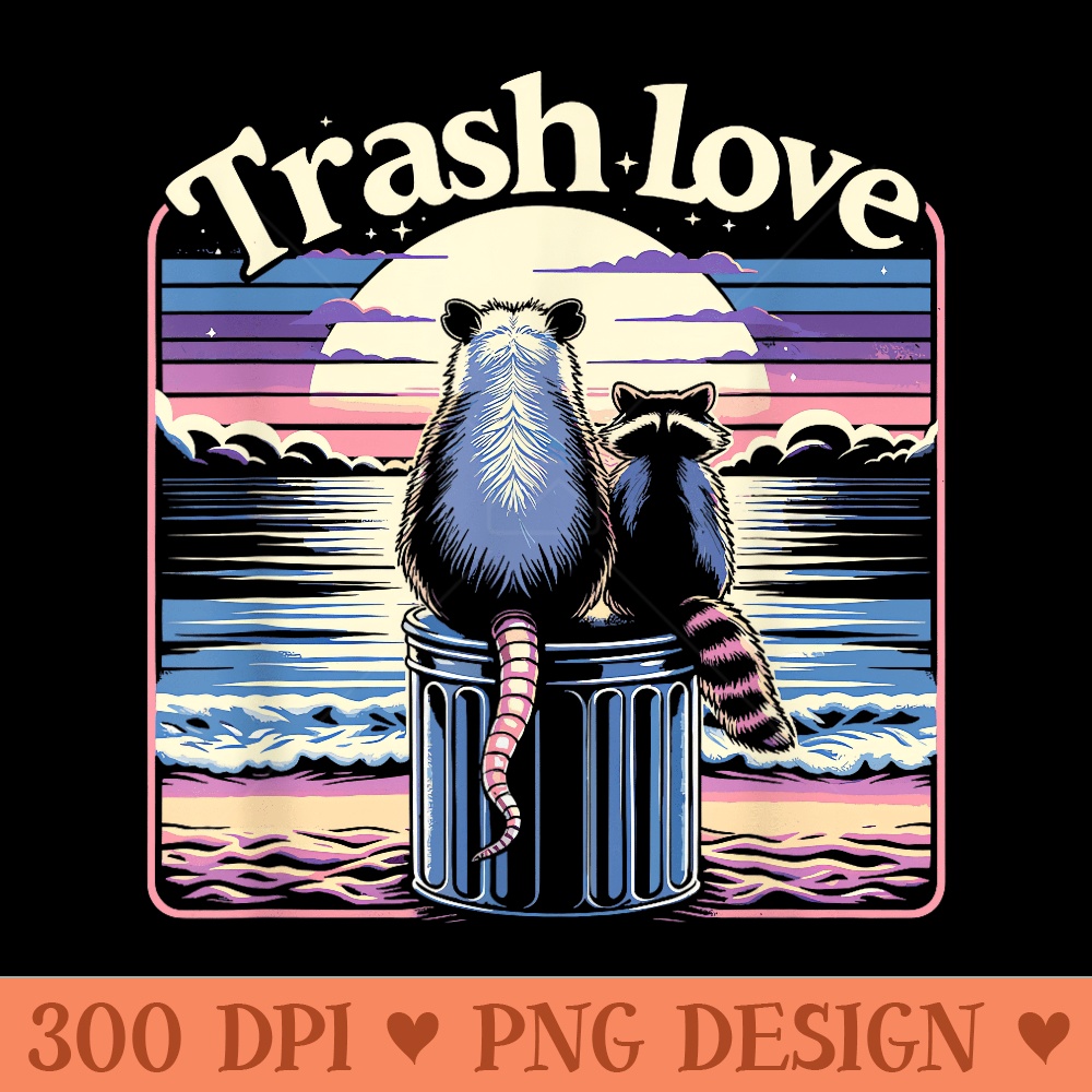 Trash Love Raccoon Possum, Retro Beach Opossum Racoon - Subl - Inspire ...