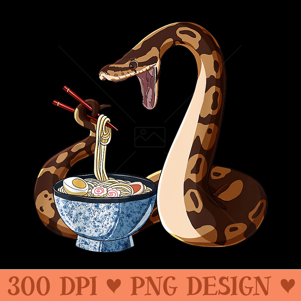Funny Japanese Kawaii Ramen Snake Cute Ball Python - Design - Inspire ...
