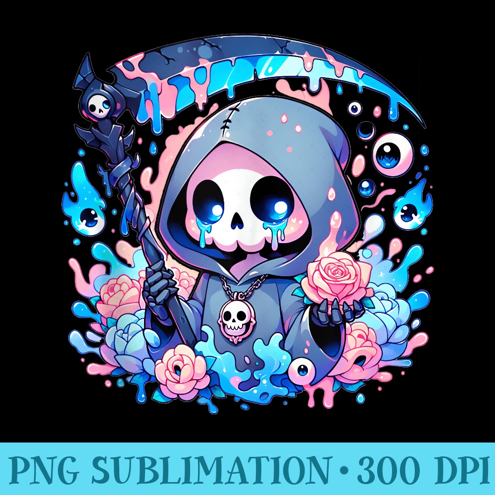 Cute Kawaii Pastel Goth Reaper - PNG Sublimation | Inspire Uplift