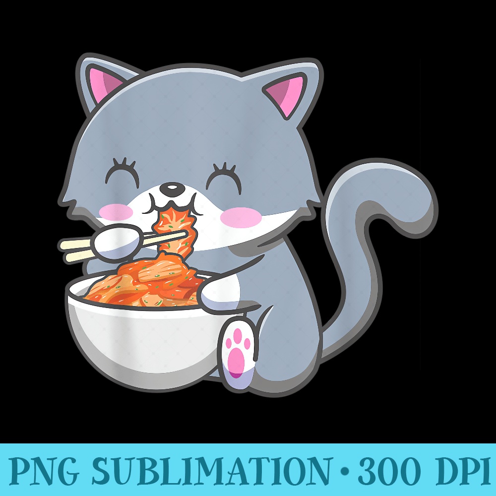 Cat Eating Kimchi Cat Ramen and Kimchi Cute Kawaii Cat - Fre | Inspire Uplift