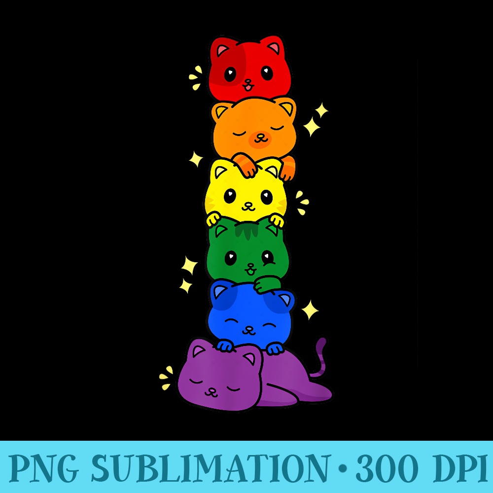 Cute LGBTQ Flag Colored Cats Kitten Kawaii LGBTQ Pride - PNG | Inspire ...