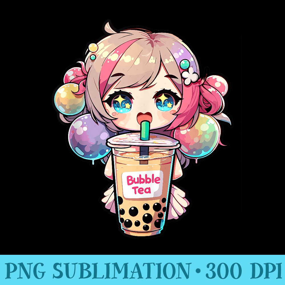 Kawaii Chibi Anime Girl Bubble Tea Anime Milk Tea - High res | Inspire ...
