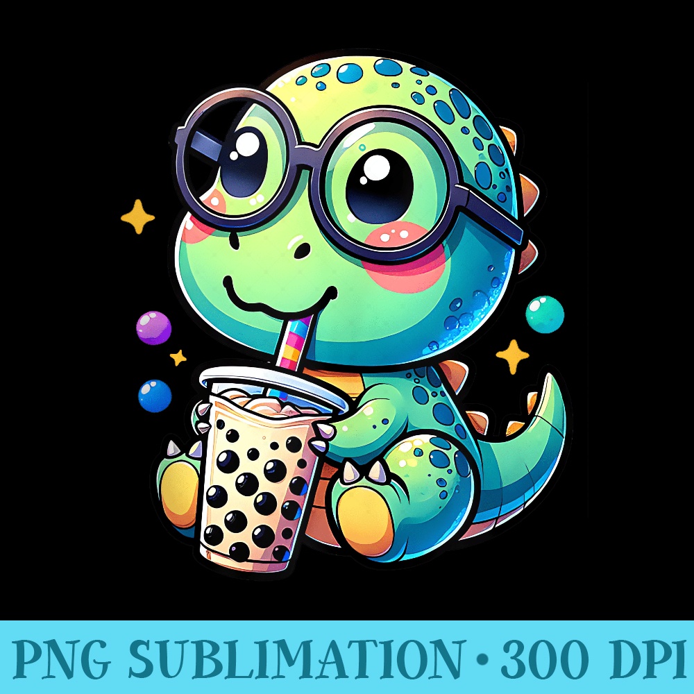 Cute Kawaii Bubbly T rex Dinosaur with Boba Milk Tea - Downl - Inspire ...