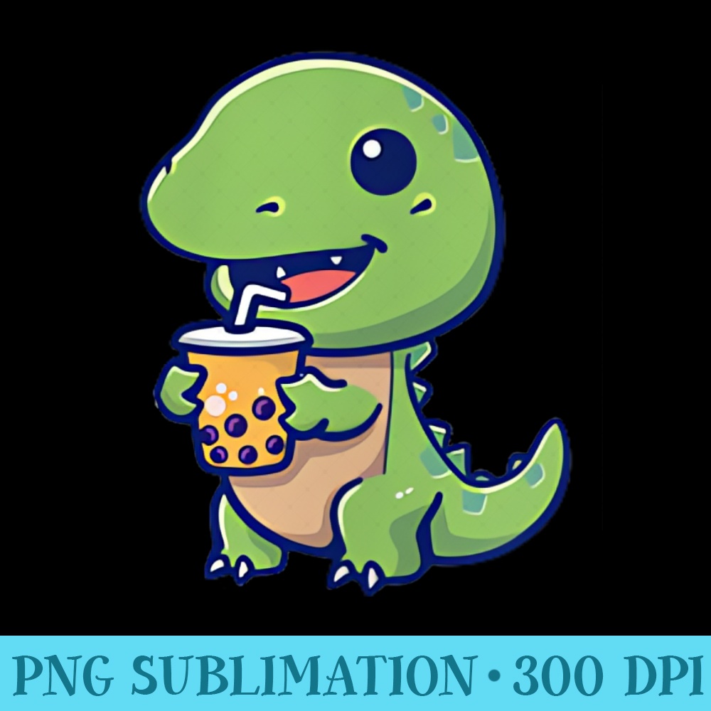 Cute Dino Sipping Milk Tea Boba TeaRex Dinosaur Bobasaurus - | Inspire ...