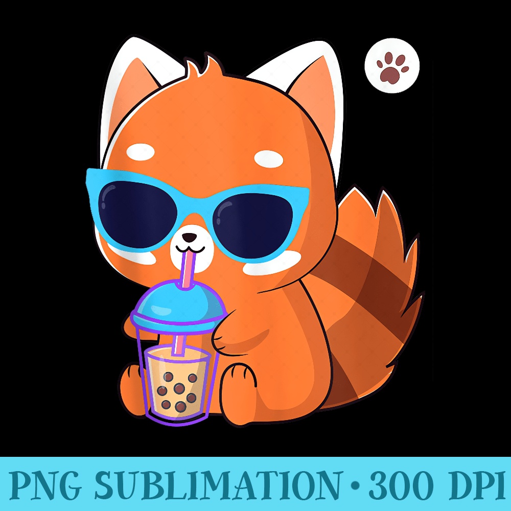 Kawaii Anime Red Panda Drinking Boba Bubble Tea - PNG Downlo | Inspire ...