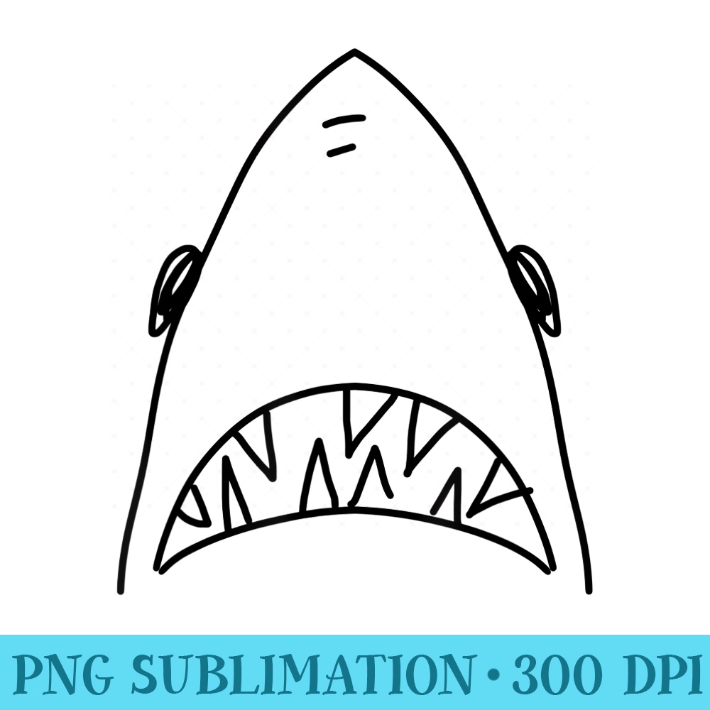 Shark Head Bite Funny Scary Print Drawing Fishing Lover - Hi | Inspire ...