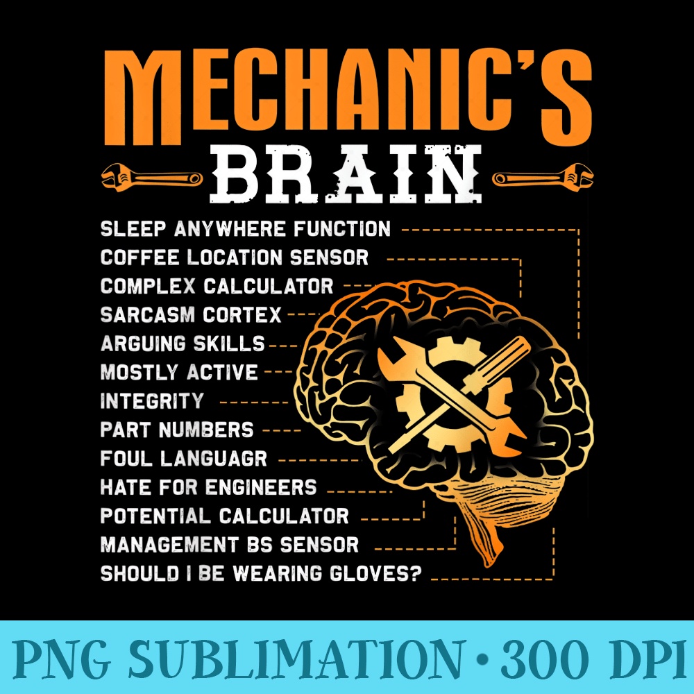 Funny Mechanic Mechanics Brain - High Resolution PNG Artwork | Inspire ...
