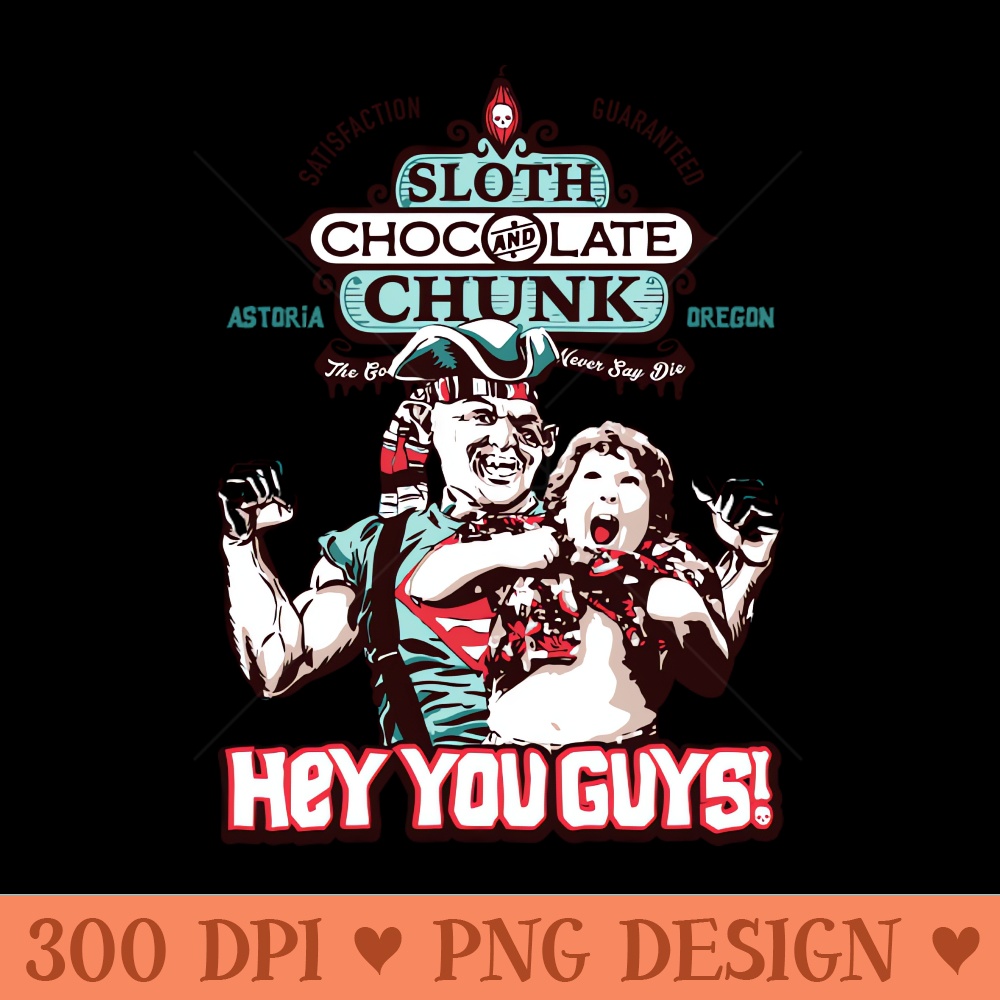 Goonies Sloth u26 Chunk Chocolate - Unique PNG Artwork | Inspire Uplift