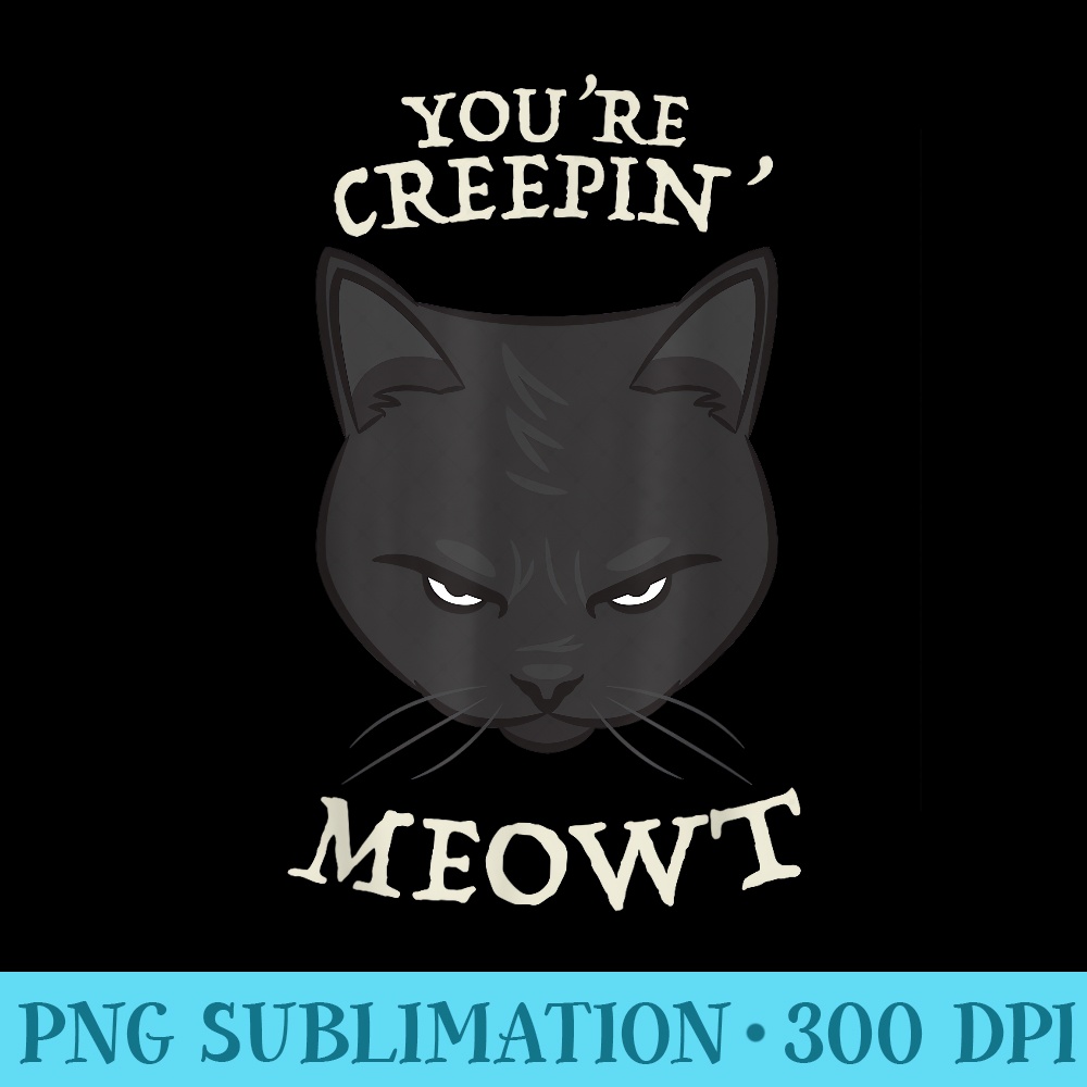 Black Cat Creepy Meow Pun Humor Funny Halloween - Digital PN | Inspire ...