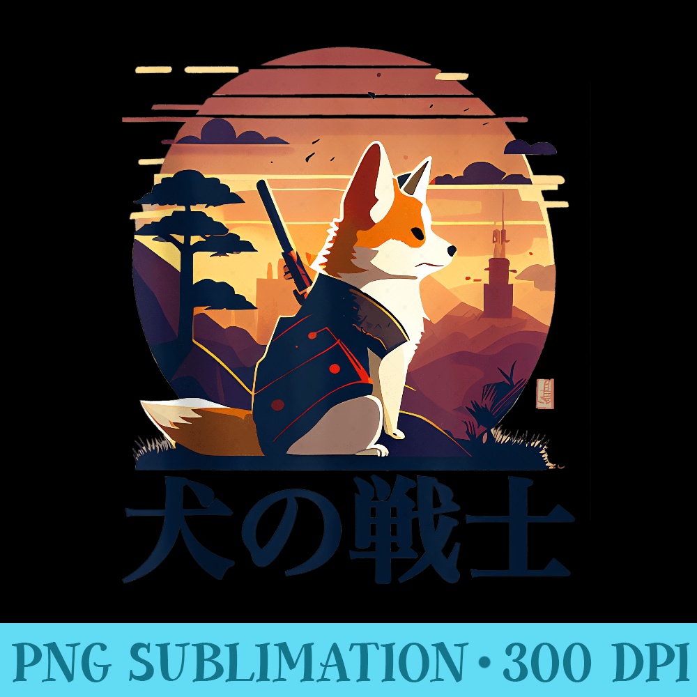 Cool Samurai Corgi Japanese Art Minimalist Retro Anime Lover | Inspire ...