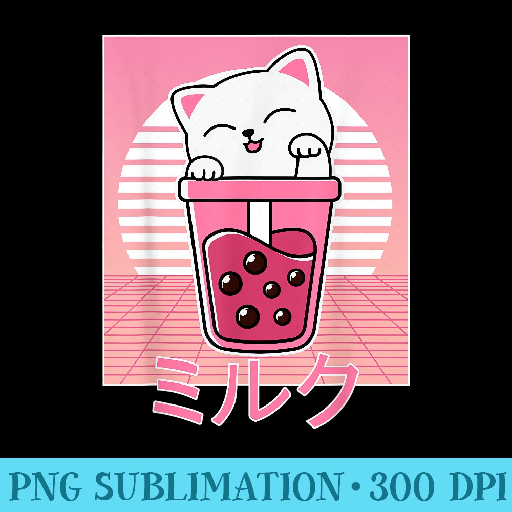 Kawaii Cat Boba Tea Cat Bubble Tea Japanese Anime Boba Cat - | Inspire ...
