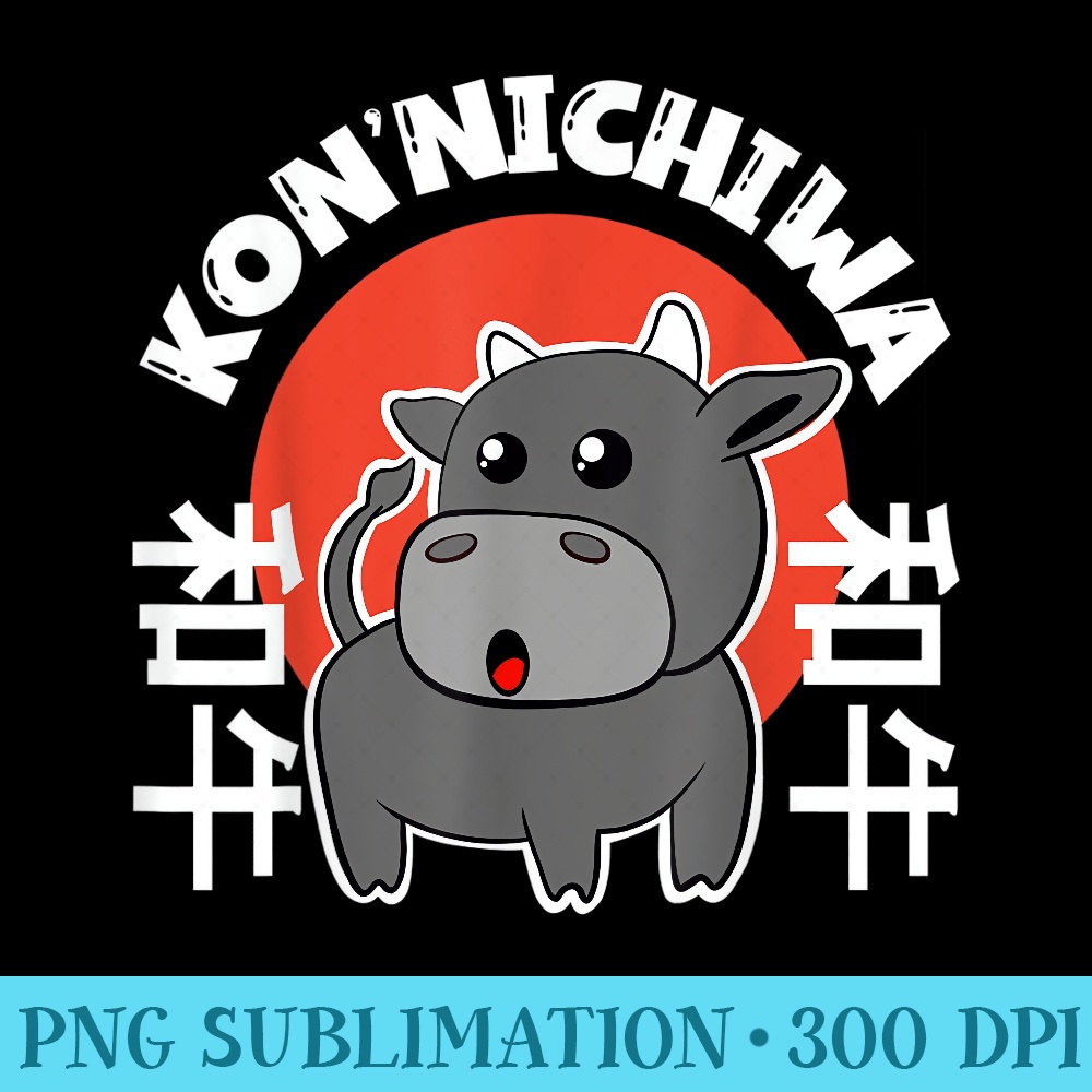 Funny Konnichiwa Cute Kawaii Wagyu Beef Japanese Cow - Shirt | Inspire ...