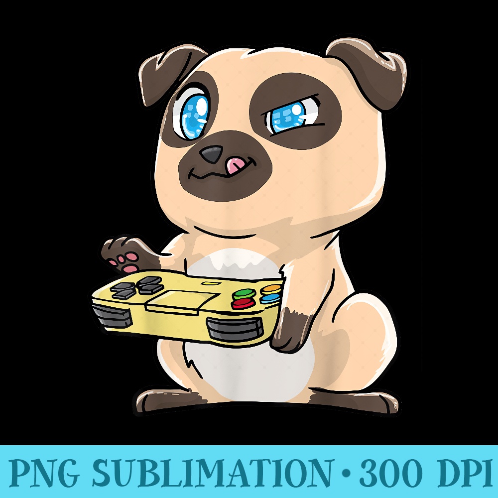Pug Gaming Kawaii for Gamers and Dog Lovers - Sublimation te | Inspire ...