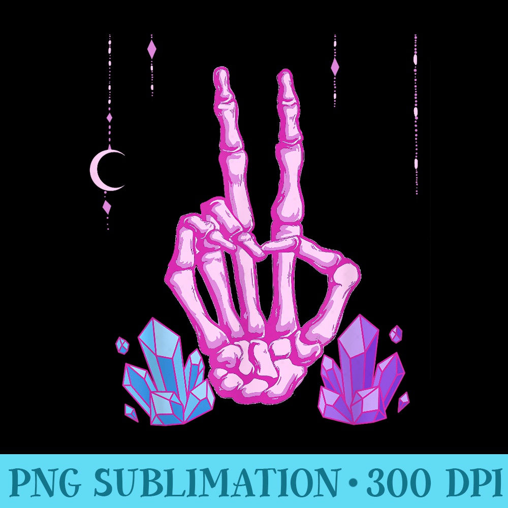 Creepy Kawaii Pastel Goth Skeleton Hand Peace Sign - PNG Gra | Inspire ...