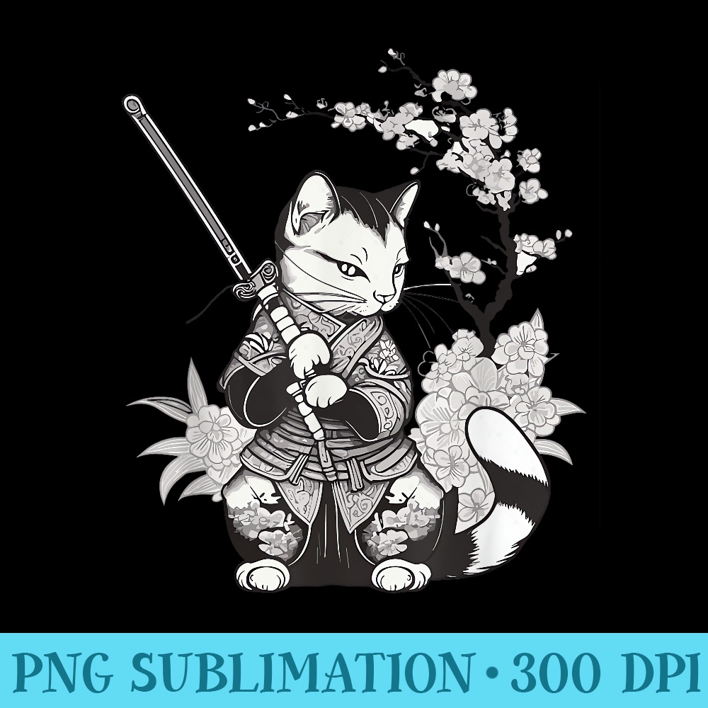 Japanese Samurai Ninja Cat Katana Japanese Style Japan Cat - | Inspire ...