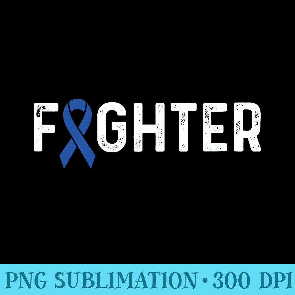 Colon Cancer Awareness Blue Ribbon Fighter - PNG Design Down | Inspire ...