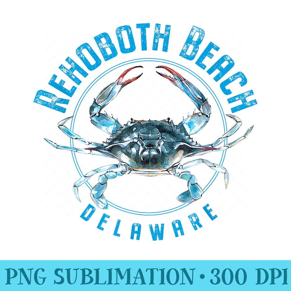 Rehoboth Beach Delaware Blue Crab Design - PNG Art Files | Inspire Uplift