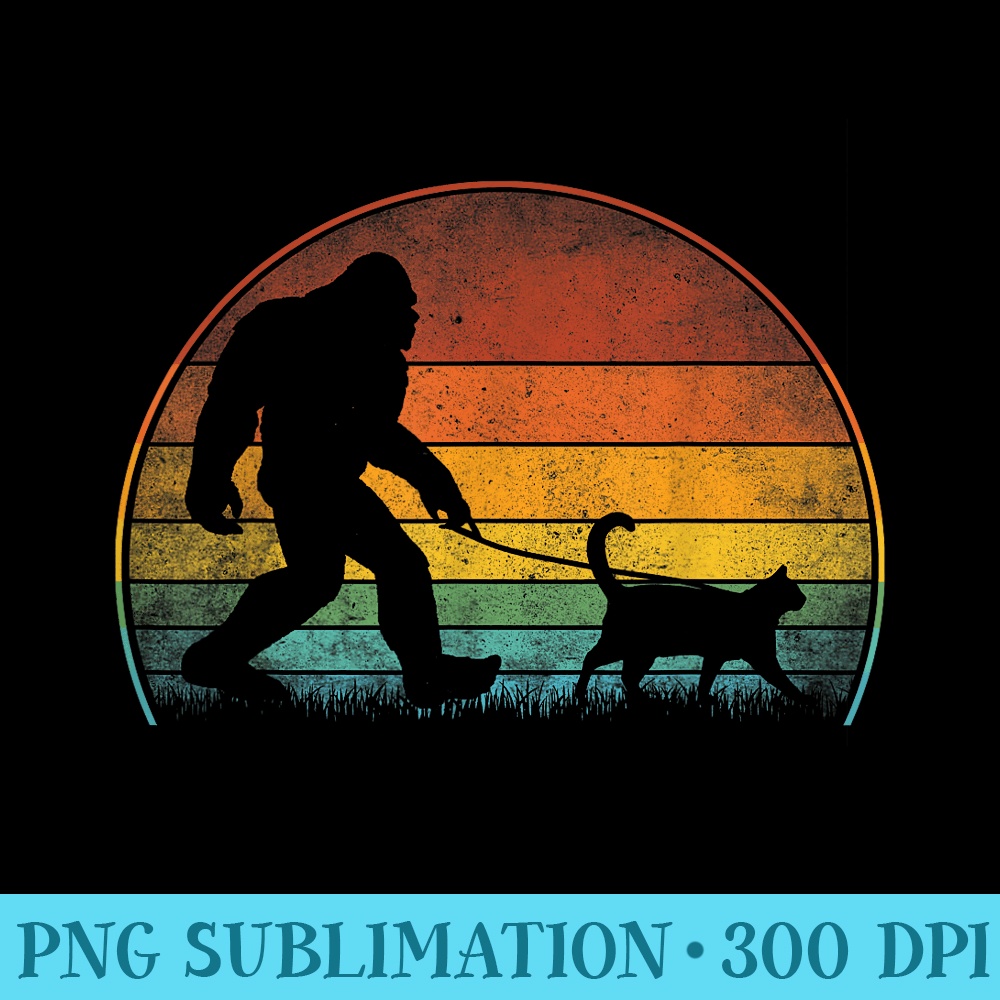 Bigfoot Walking Cat Sasquatch Black Cat Lover - Printable PN | Inspire ...
