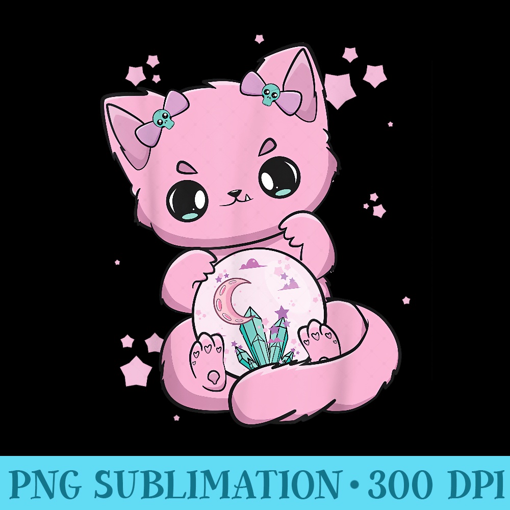 Pastel Goth Cat With Glass Ball Yami Kawaii - PNG Design Fil | Inspire ...