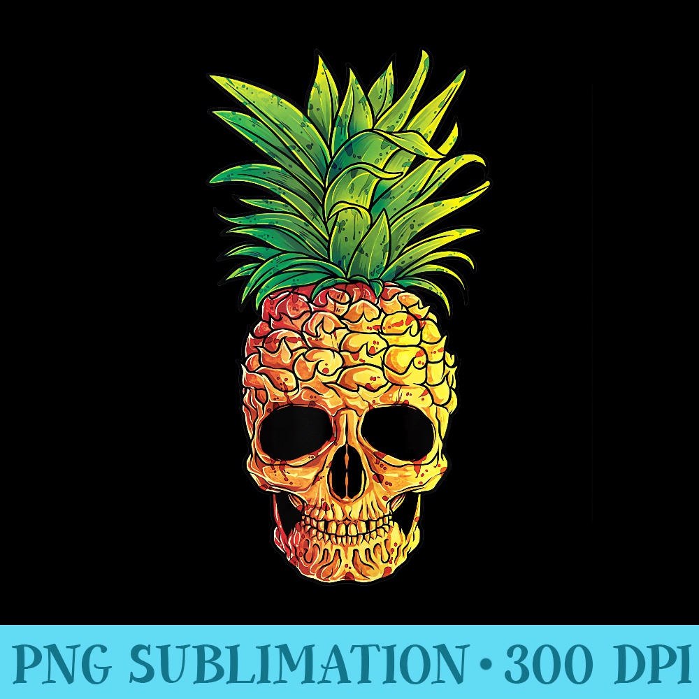 Pineapple Skull Funny Aloha Beaches Hawaii Goth - PNG Art Fi | Inspire ...