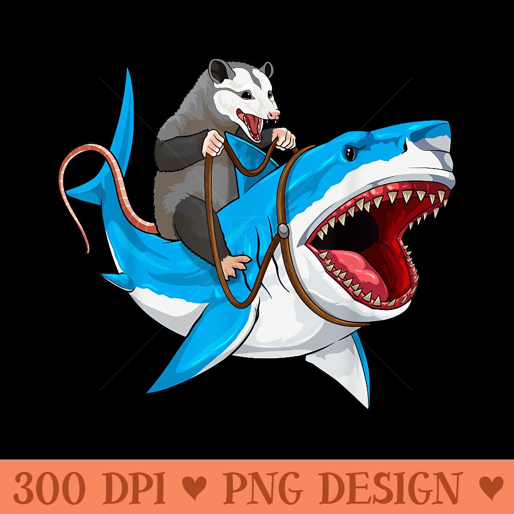 Funny Opossum Riding Shark Possum Trash Marsupial Mashup - P | Inspire ...