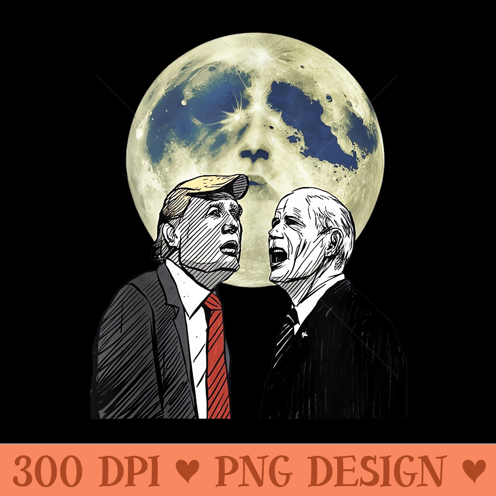 Trump and Biden Howling At The Moon Funny Weird Meme - PNG d | Inspire ...
