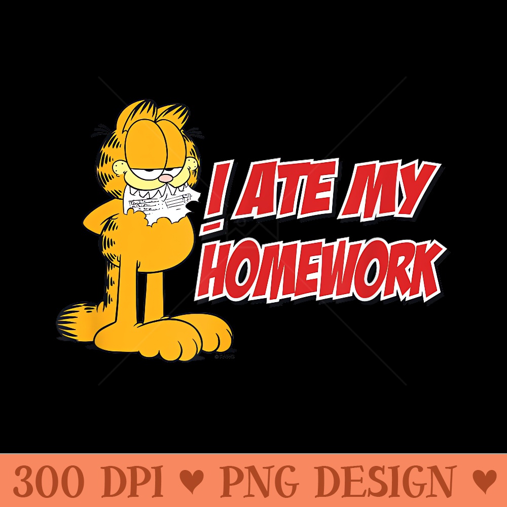 Garfield I Ate My Homework - PNG Design Files | Inspire Uplift