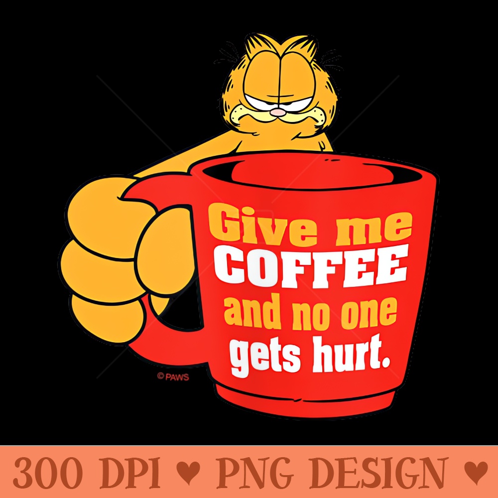 Garfield Give Me Coffee - Printable PNG Images | Inspire Uplift