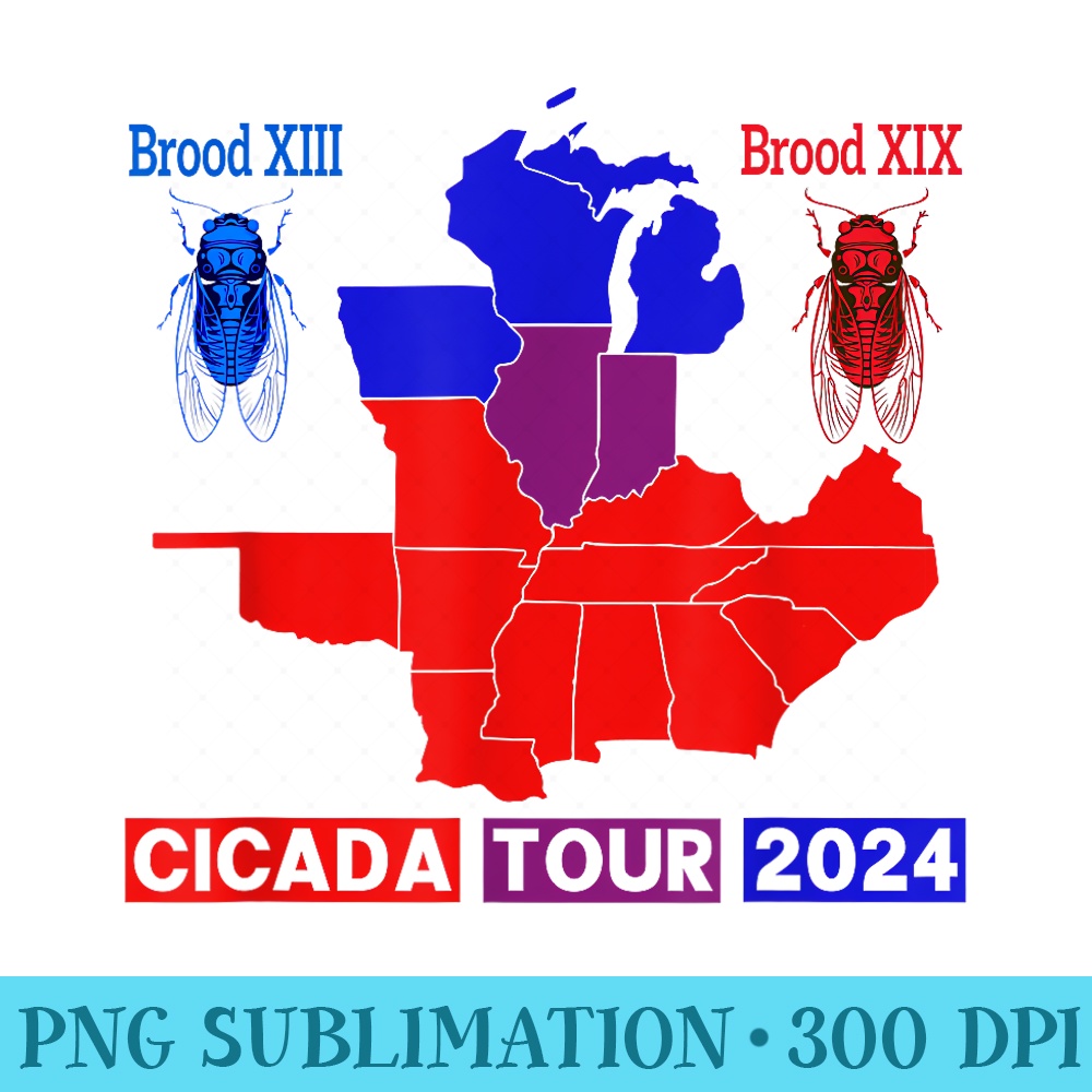 Cicada Tour 2024 Cicada Map Cicada Come Back Brood 13 - PNG | Inspire ...