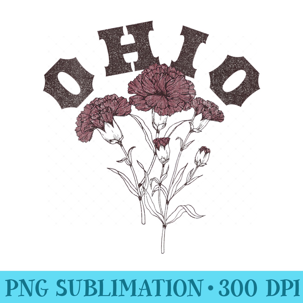 Womens Ohio Carnation Sketch - Unique Sublimation patterns | Inspire Uplift