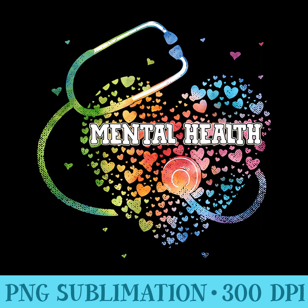 Mental Health Nurse Watercol Love Heart Scrub Stethoscope - | Inspire ...