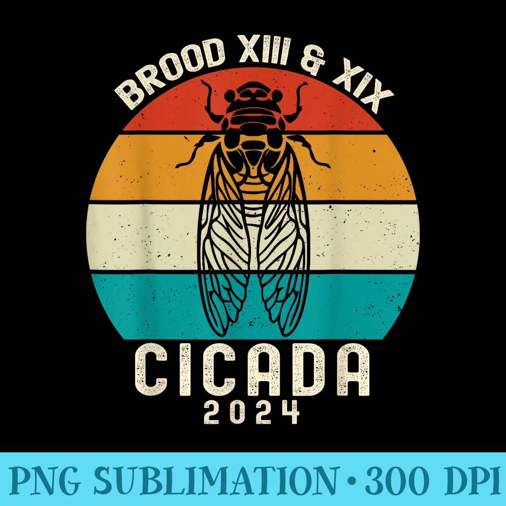 Funny Cicada Tour Brood XIII and XIX, Retro Sunset Cicada - | Inspire ...
