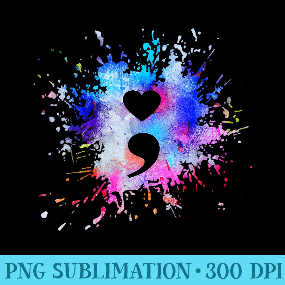Watercolor Graphic Heart Semicolon Symbol - PNG design asset | Inspire ...