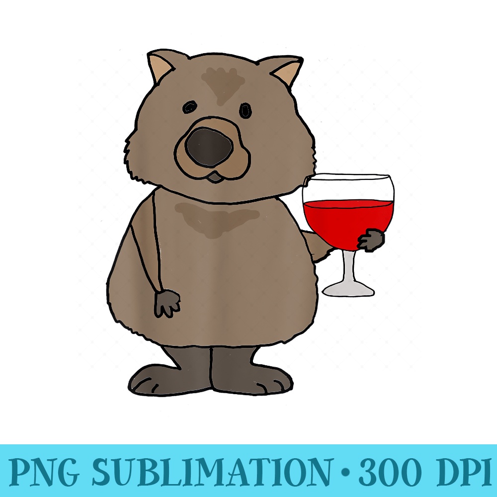 Smiletodaytees Cute Wombat Drinking Wine - Download PNG File | Inspire ...