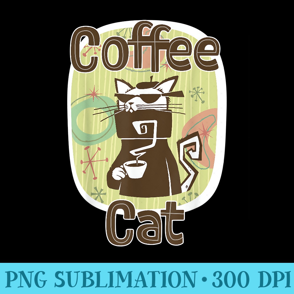 Beatnik Coffee Cat - PNG Design Files | Inspire Uplift