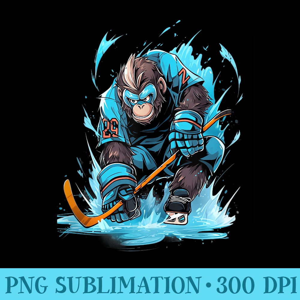 Monkey Ice Hockey Player Hockey Stick Goalkeeper - PNG Downl | Inspire ...