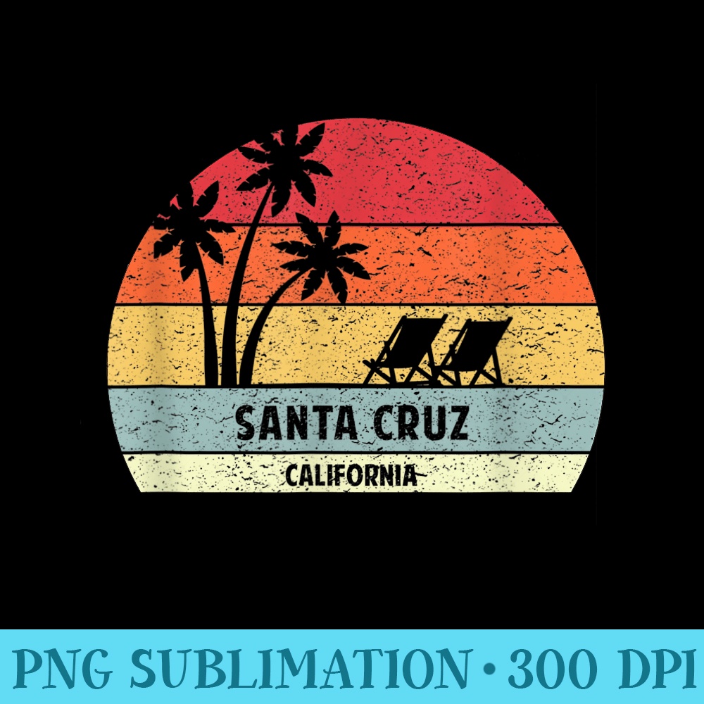 Santa Cruz Retro Colorful Santa Cruz California Beach - PNG | Inspire ...