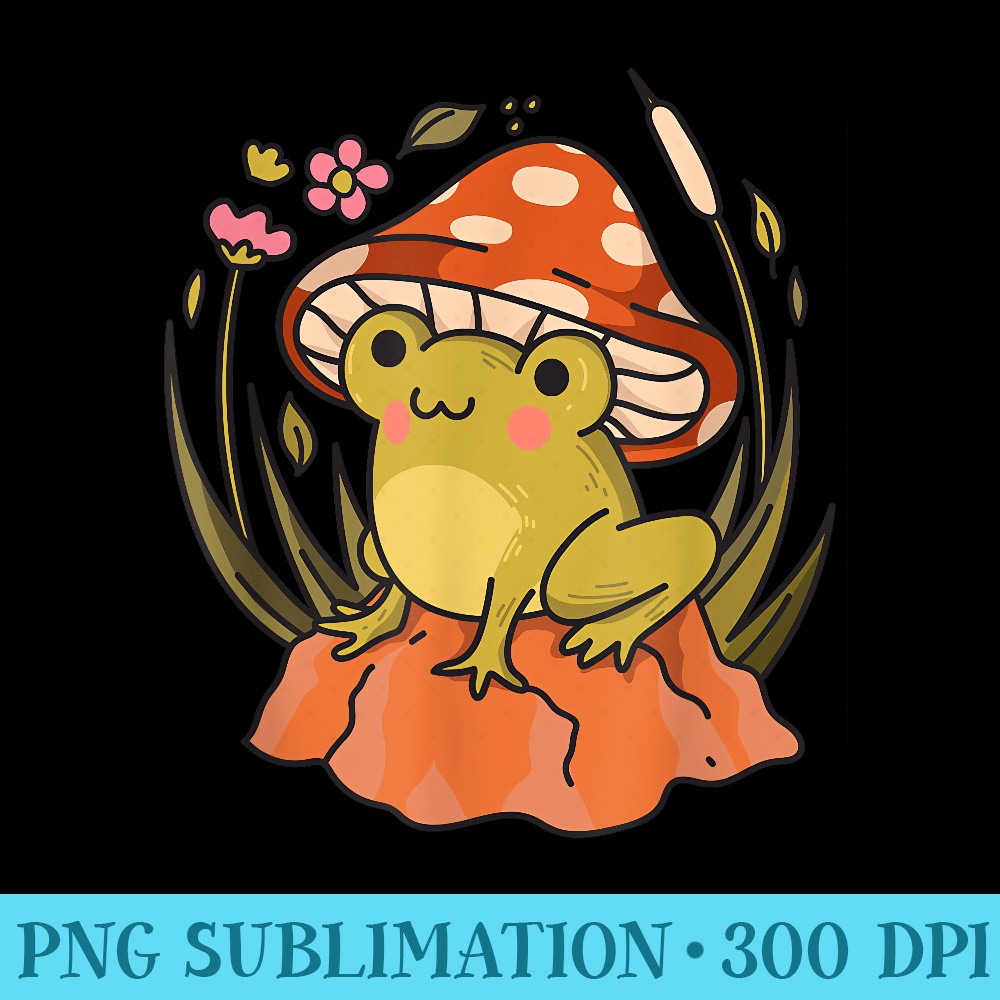 Cottagecore Aesthetic Frog Toad with Mushroom Hat Frog Lover | Inspire ...