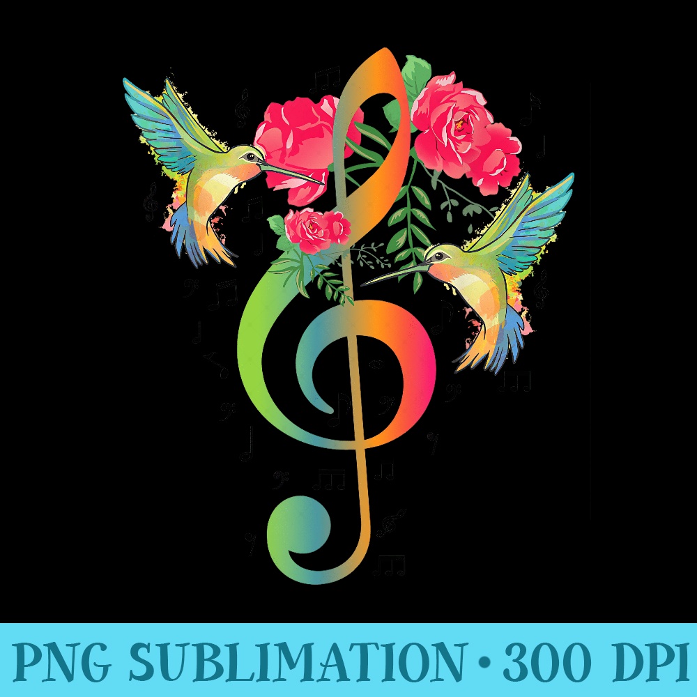 Music Treble Clef Roses Hummingbird Music Notes Musician - D | Inspire ...